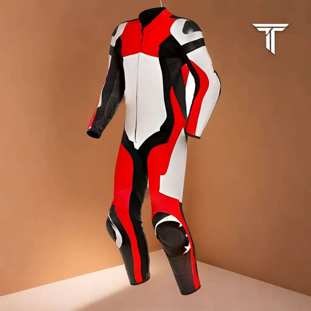 Turbo White & Red Motorcycle Leather Suit – Turbo Racegear